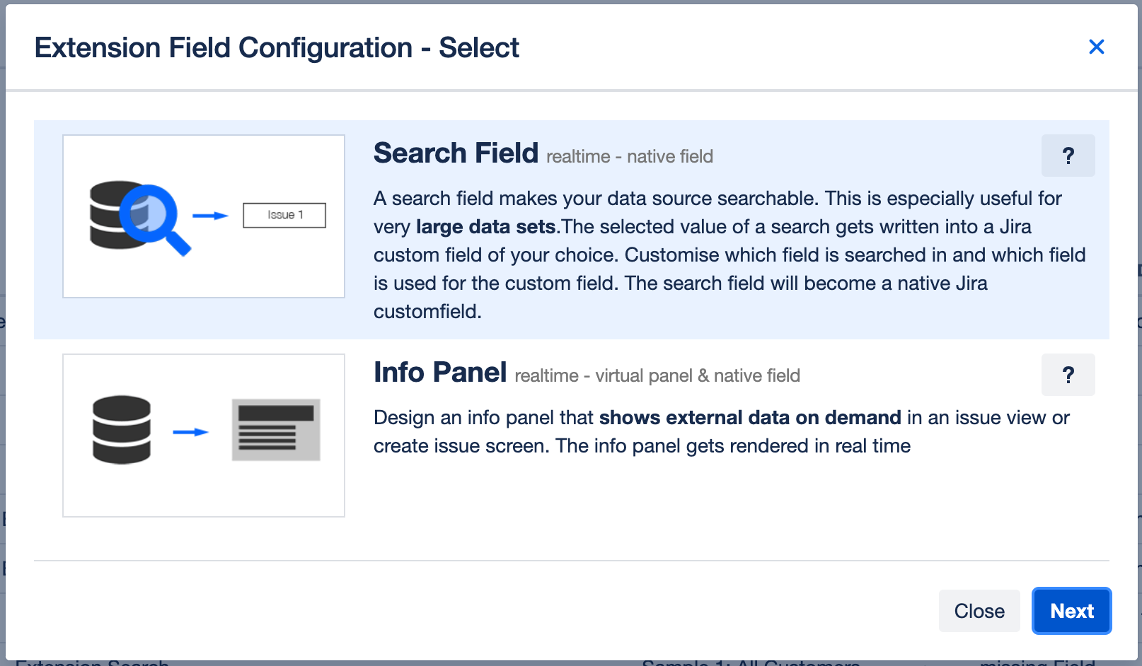 Extension Search Field